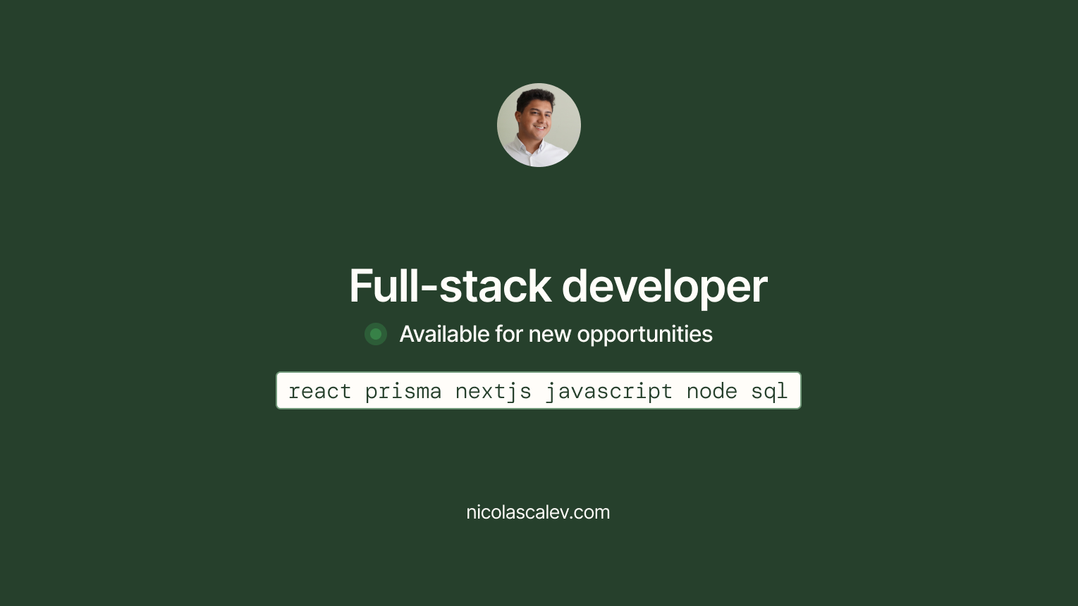 Nicolas Guillen Full stack web developer | Javascript, Next js, Node js, React | Software ...